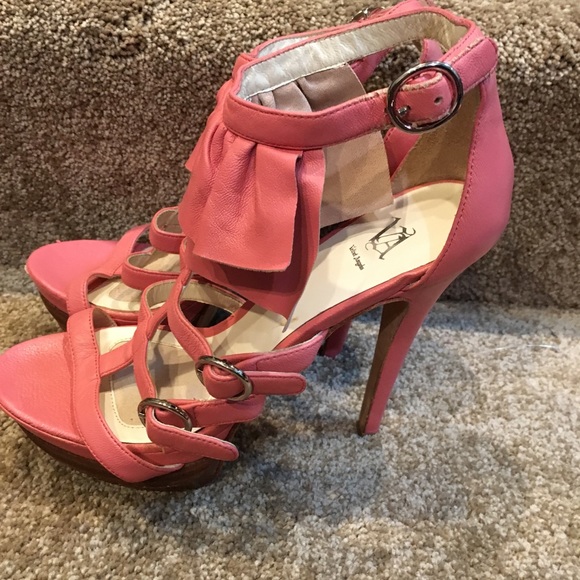 Velvet Angels | Shoes | New Velvet Angels Coral Colored Heels Size 85 ...
